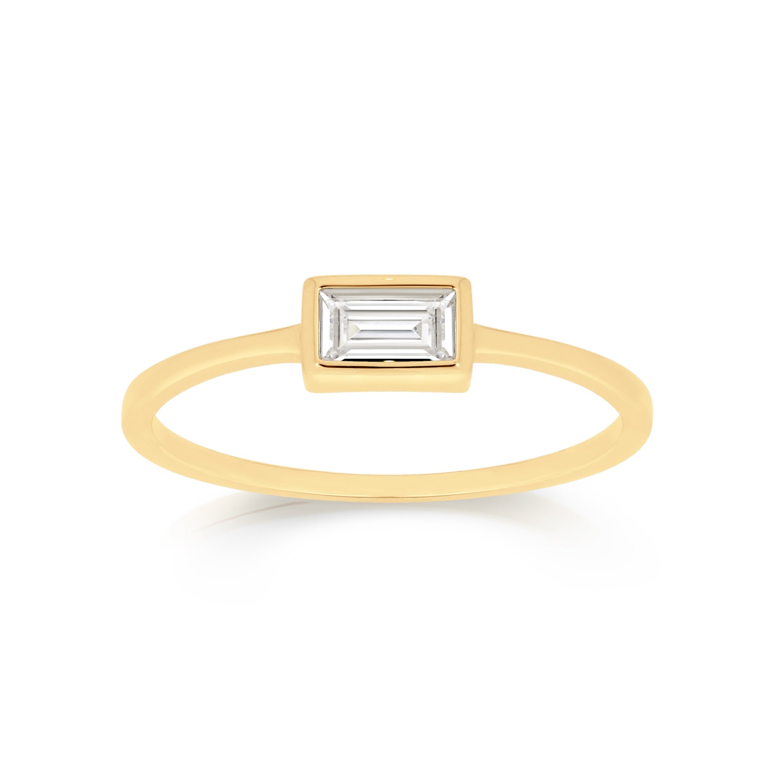 9ct bezel set baguette cubic zirconia ring